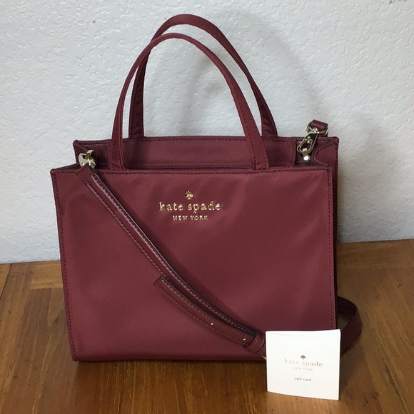 kate spade | Bags | Kate Spade Crossbody Satchel Maroon Nylonleather ...